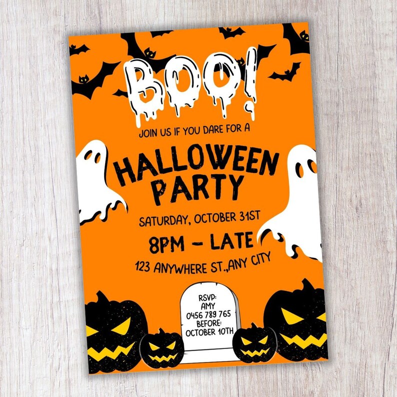Editable Halloween Party Invitation Template, Printable Halloween ...