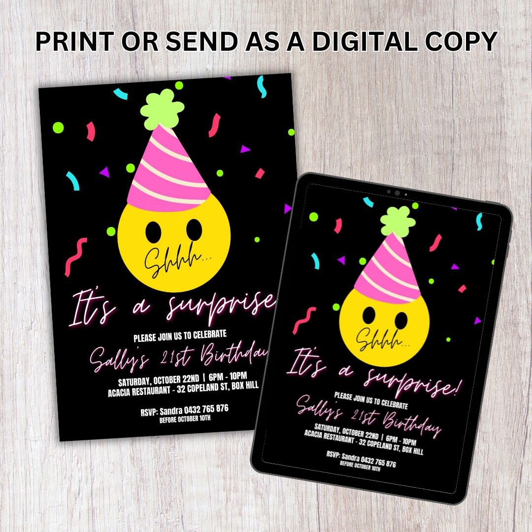 Editable Surprise Birthday Invitation Template, Printable Birthday ...