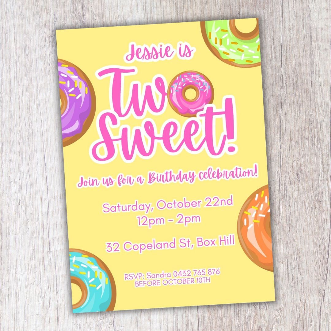 Editable Two Sweet Birthday Invitation Template, Printable Birthday ...