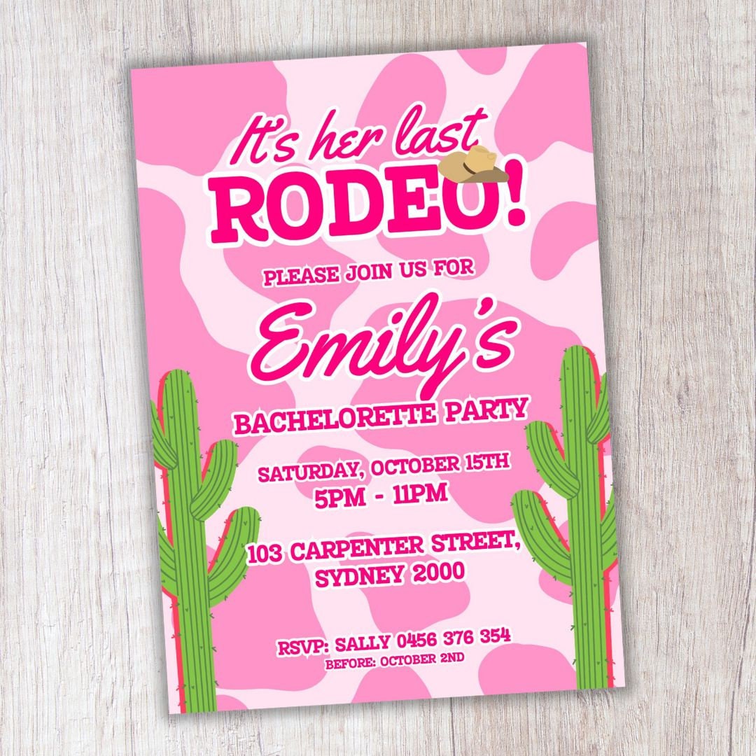 Editable Last Rodeo Bachelorette Party Invitation Template, Printable ...