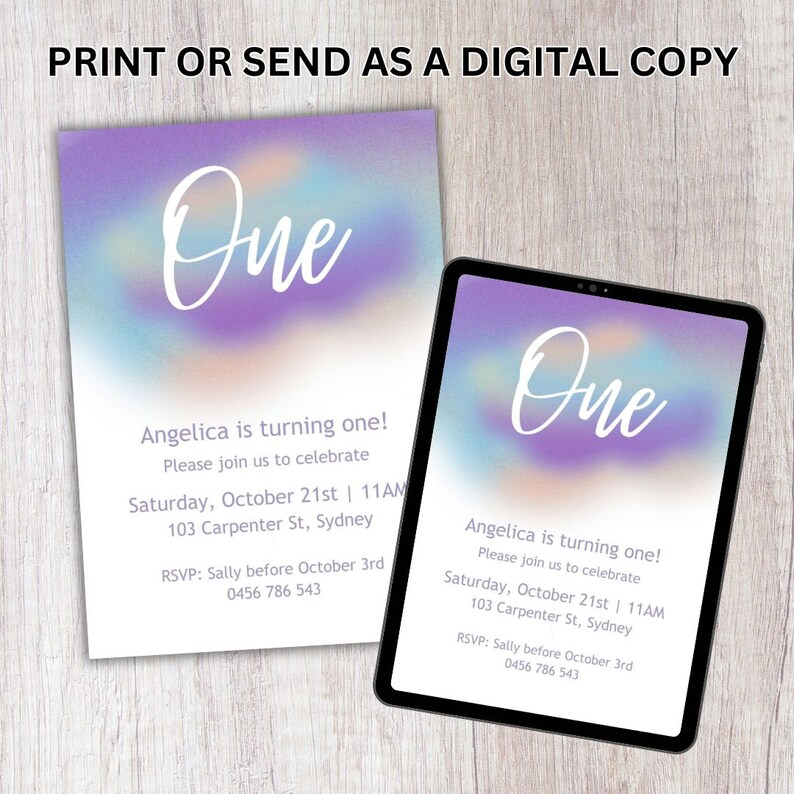 Editable Colour Splash Birthday Invitation Template, Printable Birthday ...