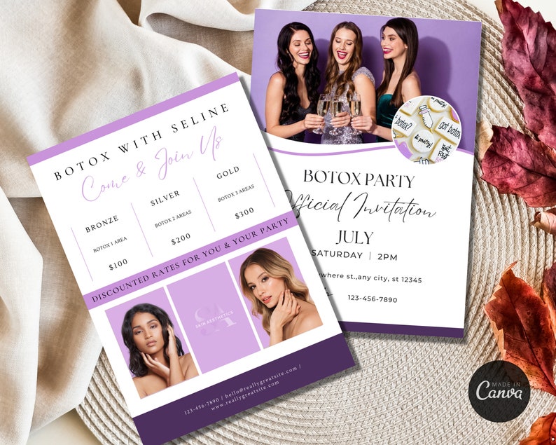 Botox Party Flyer Botox Party Invitation Small Business - Etsy