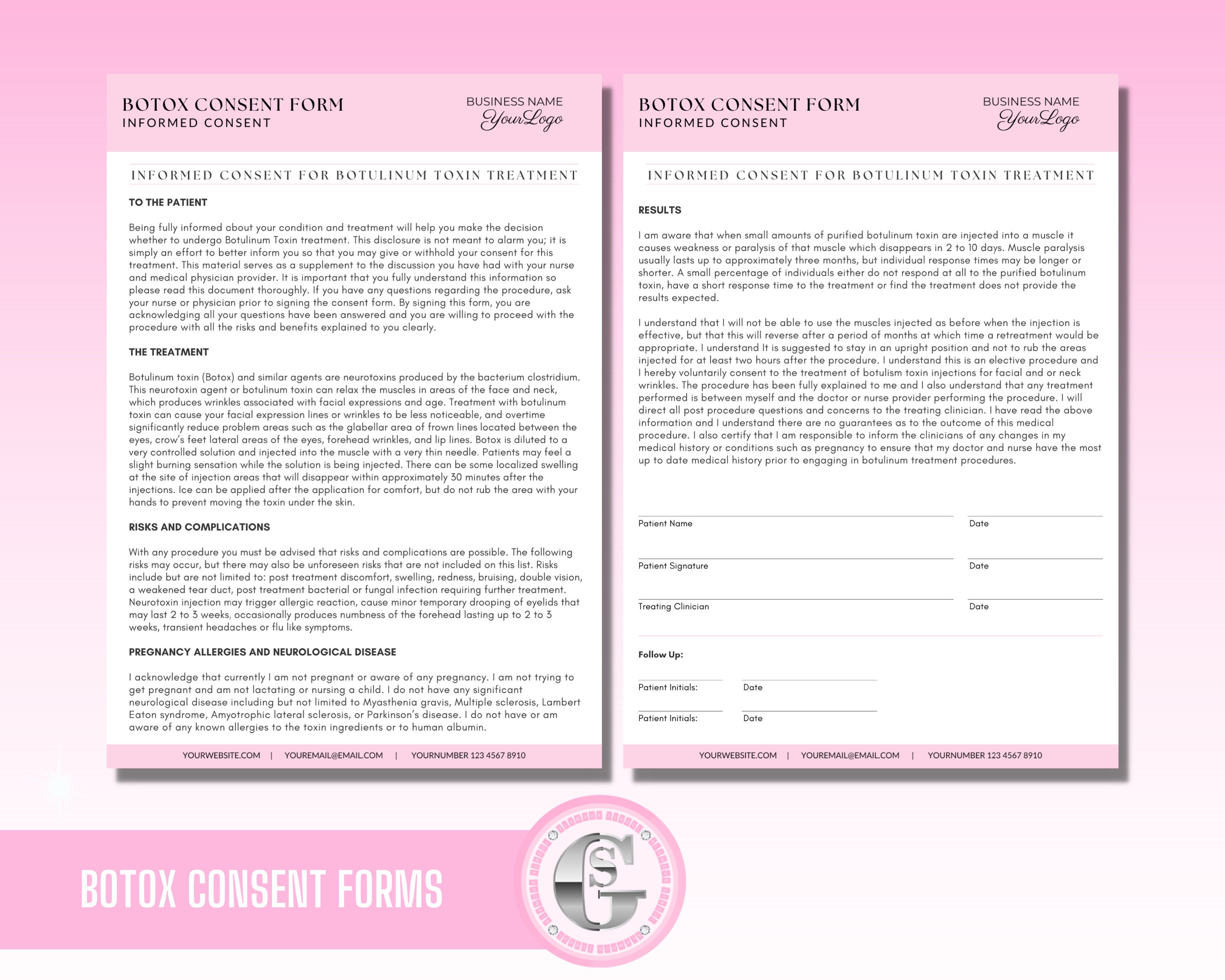 Botulinum Toxins Botox Informed Consent, Simple, Modern, Client Consent ...