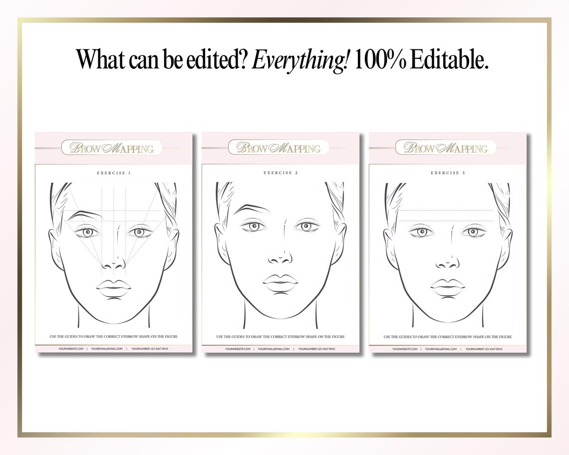 Brow Mapping Exercise Sheets: Printable Practice Templates (PDF ...