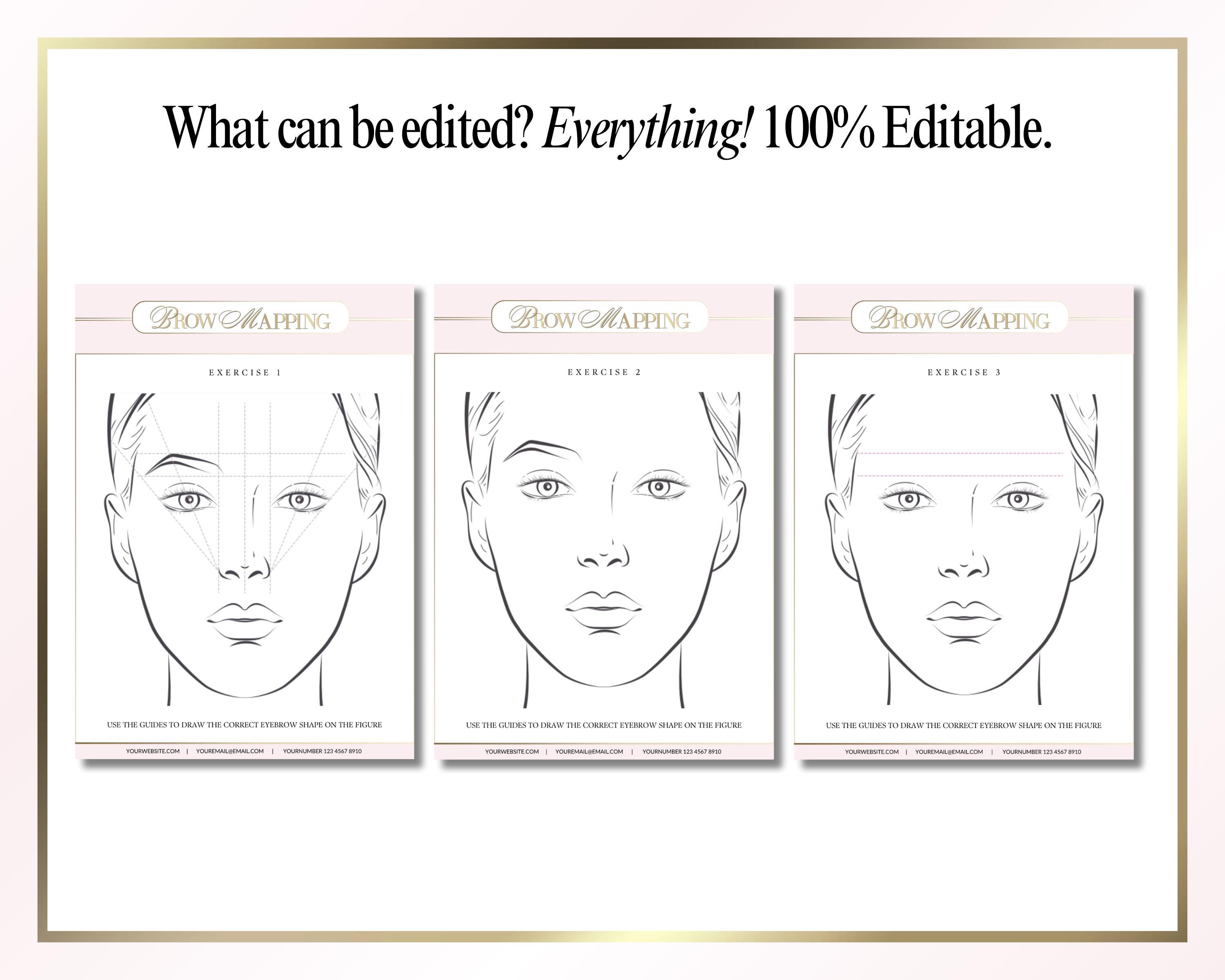 Brow Mapping Exercise Sheets: Printable Practice Templates (PDF ...