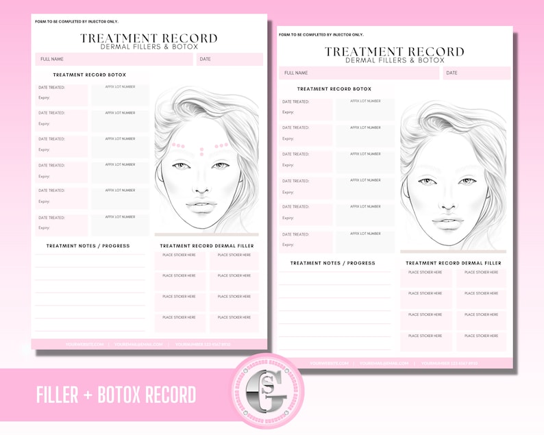 Nurse Injector Client Treatment Record, Botox Forms, Dermal Filler ...