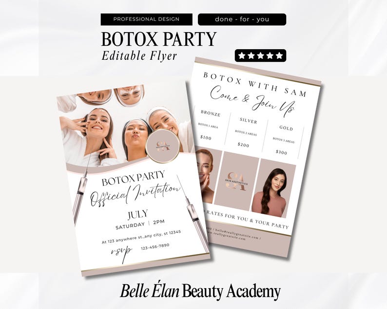 Editable Botox Party Invitation Template: Small Business Branding ...