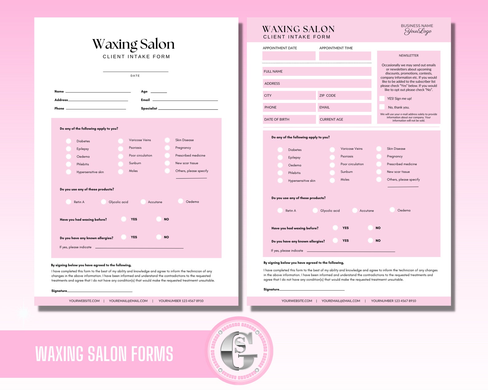 Waxing Salon Consent Forms, Waxing Consultation, Body Waxing Intake ...