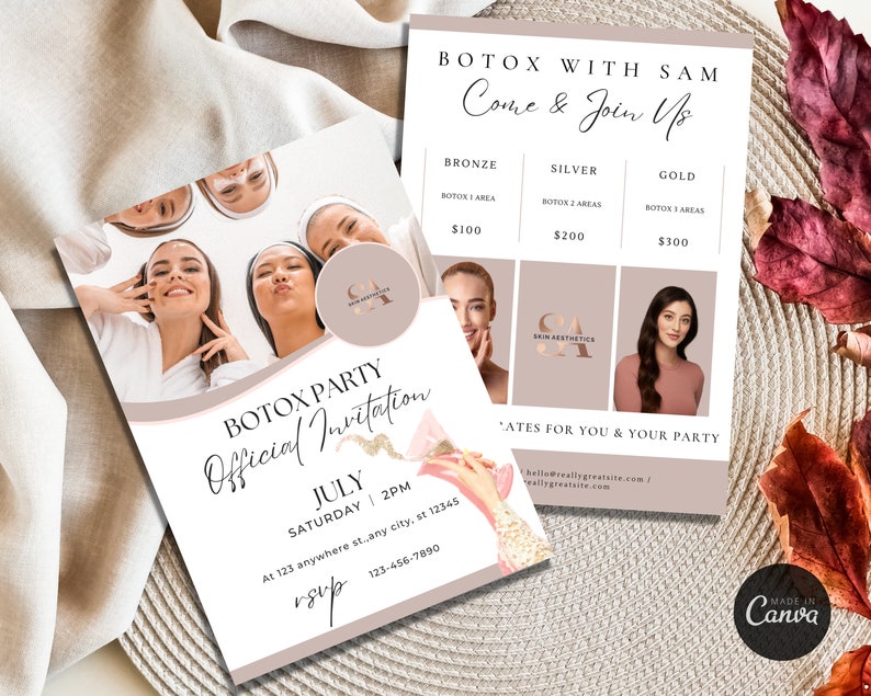 Editable Botox Party Invitation Template: Small Business Branding ...