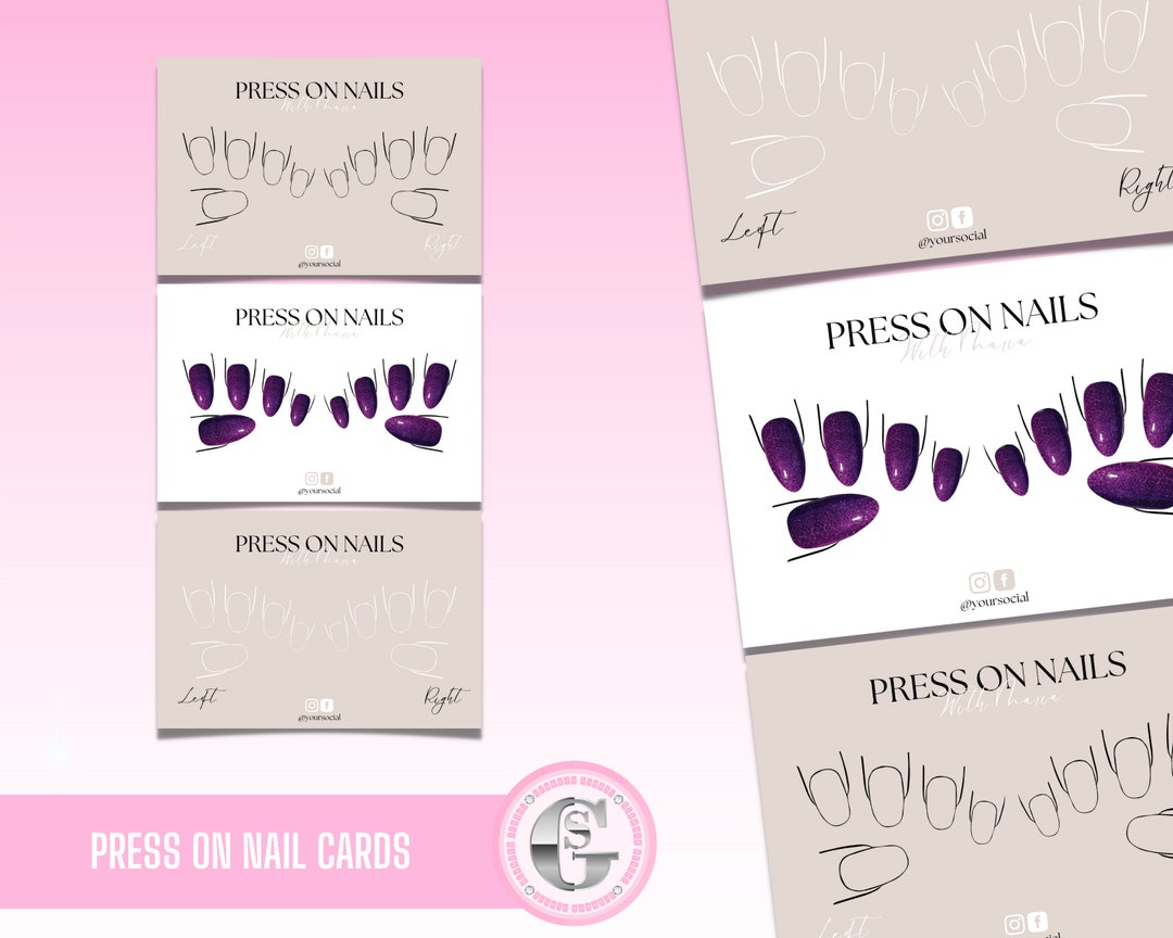 Press on Nails Template Press on Nails Card Template Stick - Etsy