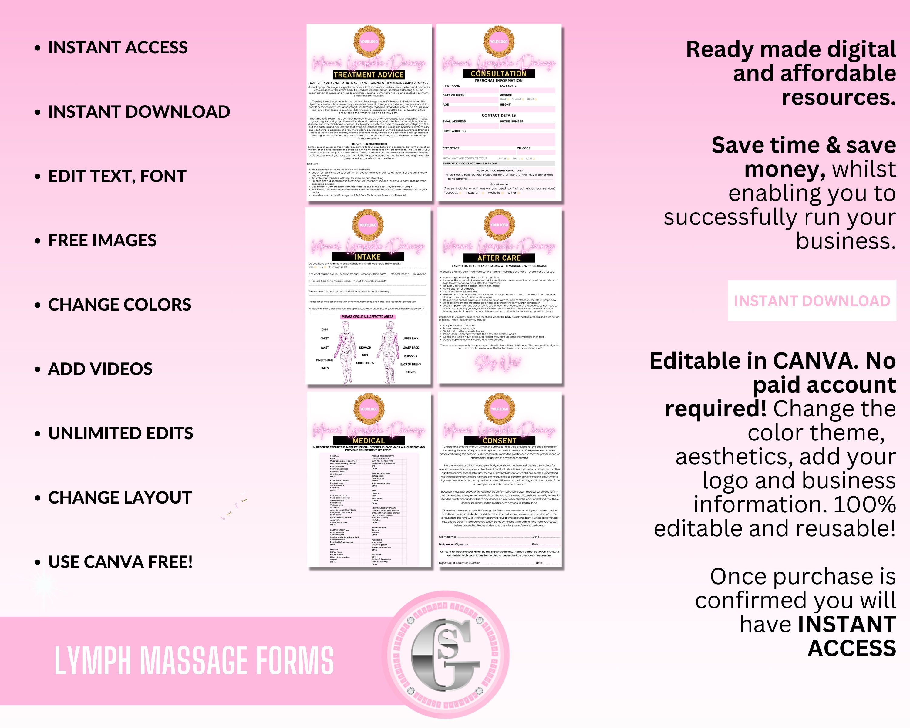 Lymphatic Drainage Massage, Consent Forms, MLD, Bodyworker Documents ...