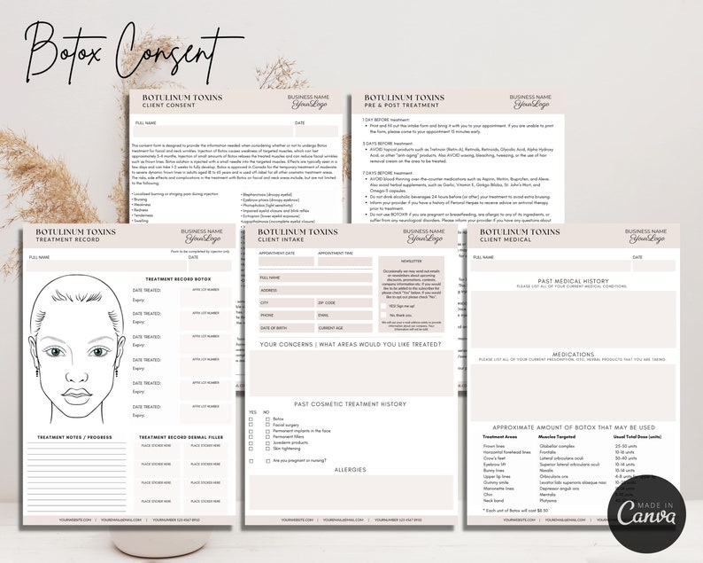 Neurotoxins Botox Client Intake Pack Botox Forms Aesthetics - Etsy