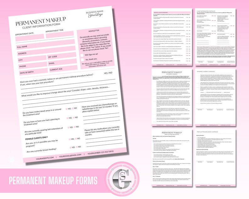 Permanent Makeup Consent Forms, PMU Forms, Small Business Beauty ...