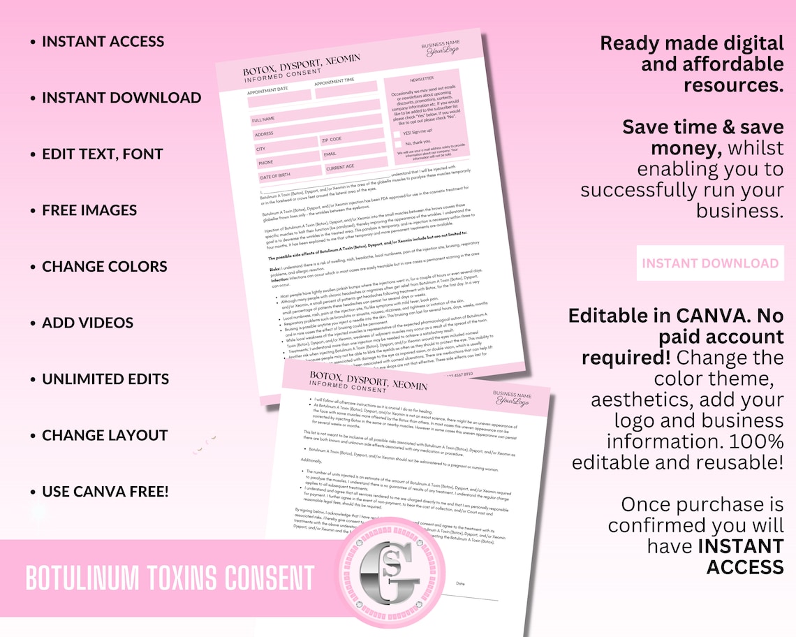 Botox, Dysport, Xeomin, Consent Forms, Neurotoxin Forms, Client Intake ...
