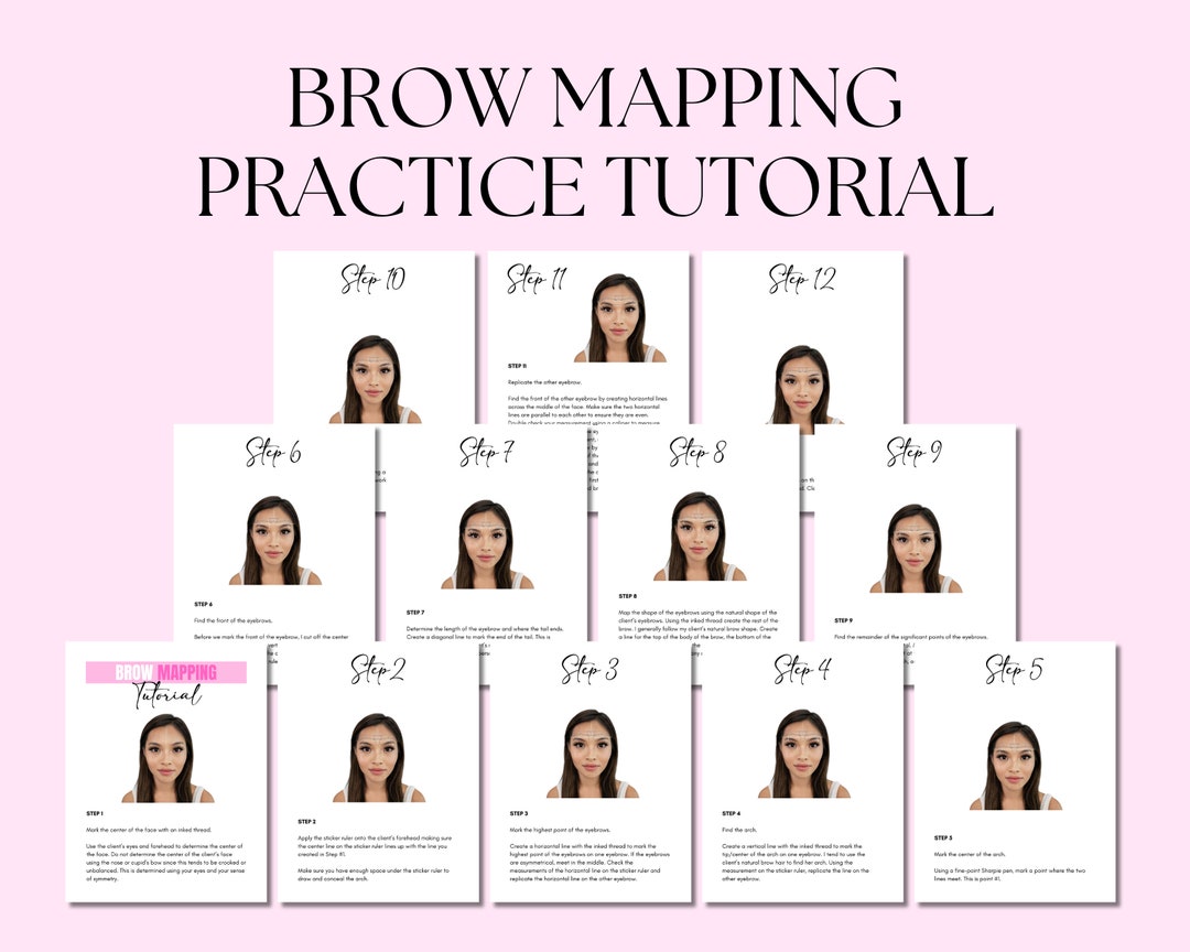 Eyebrow Mapping Practice Tutorial, Brow Mapping Lesson, Step by Step, Workbook, Handouts, PMU ...