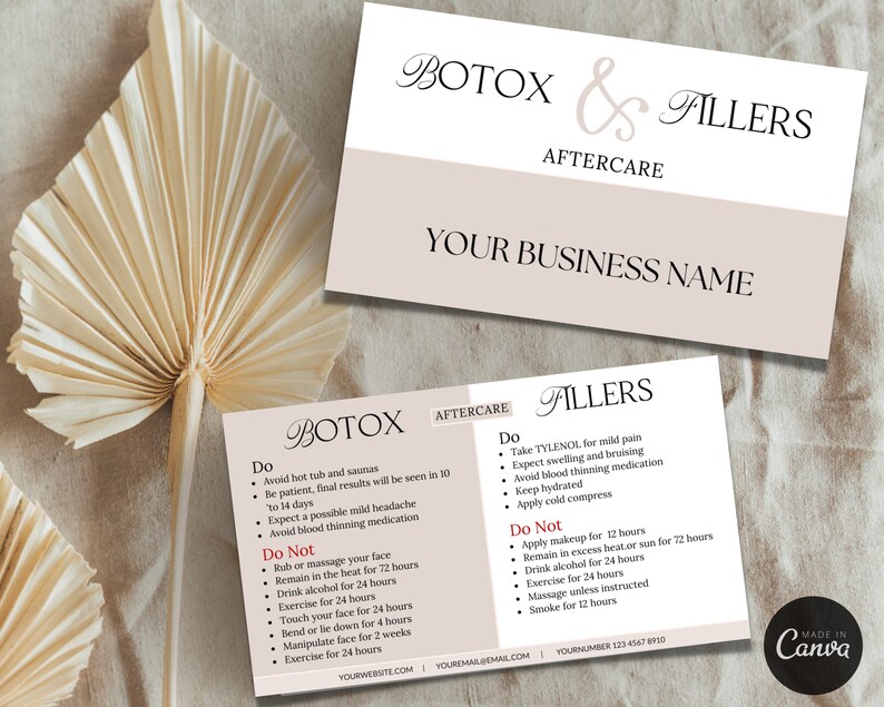 Botox Informed Consent Forms & Aftercare Card, Editable Canva Templates ...