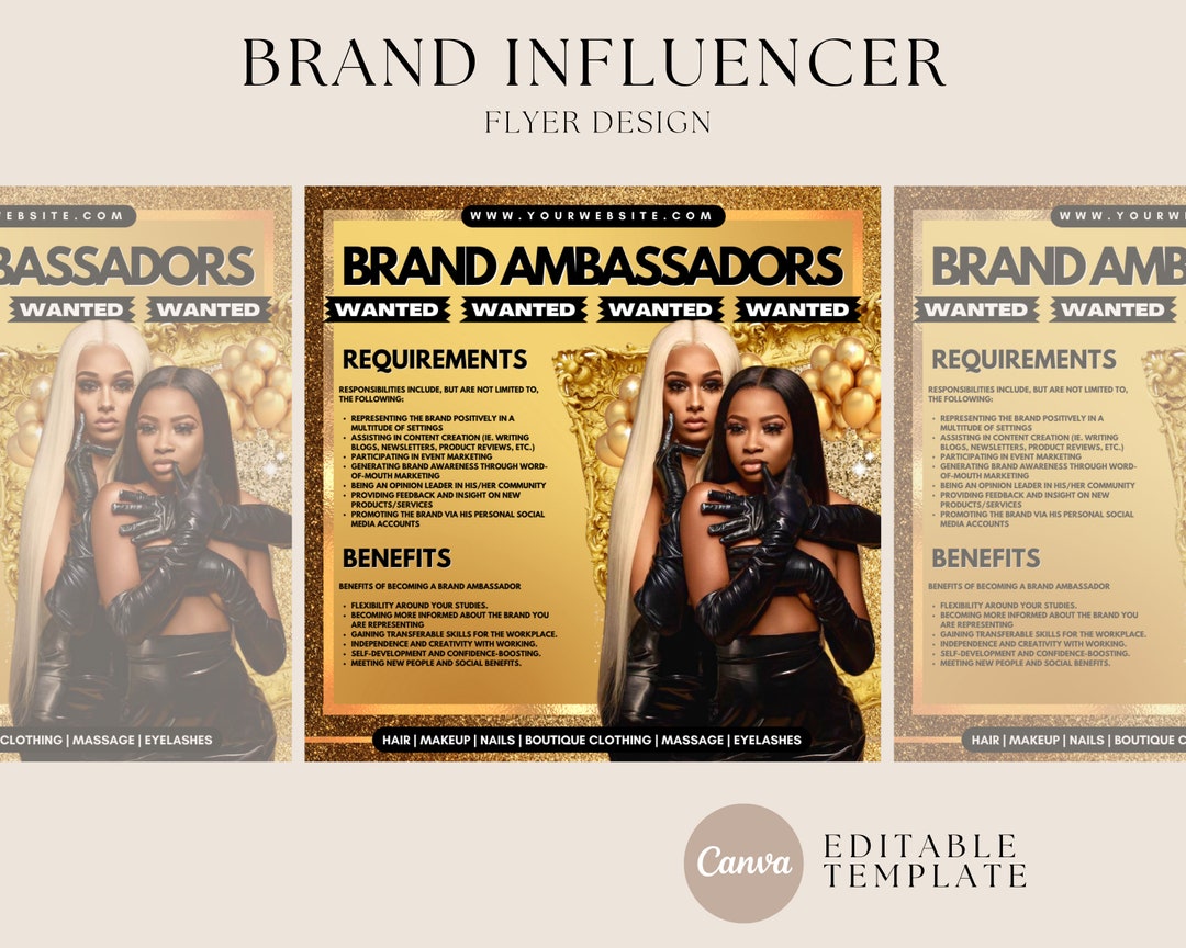 Brand Influencer FLYER, Gold, Brand Ambassador Flyer, Influencer Flyer ...