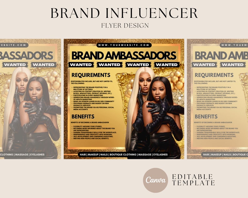 Brand Influencer FLYER, Gold, Brand Ambassador Flyer, Influencer Flyer ...