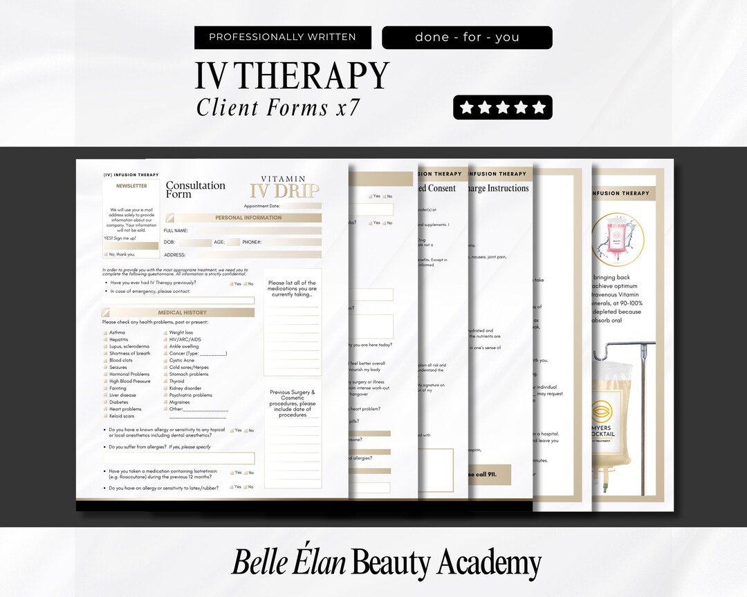 IV Nutrient Drip Forms: Vitamin Therapy Consent, Pricelist Menu (edit ...