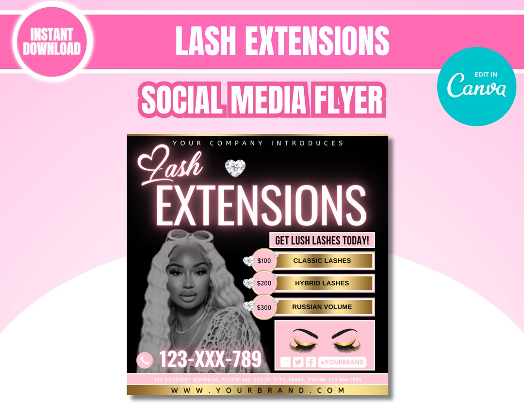 Lash Extensions Flyer, Lashes Flyer, Luxury Flyer Design, Flyer ...