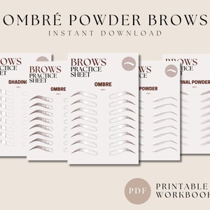 Ombre Powder Brow Practice Sheets, PMU Shading Guide, Printable Workbook, Student Brow Practice ...
