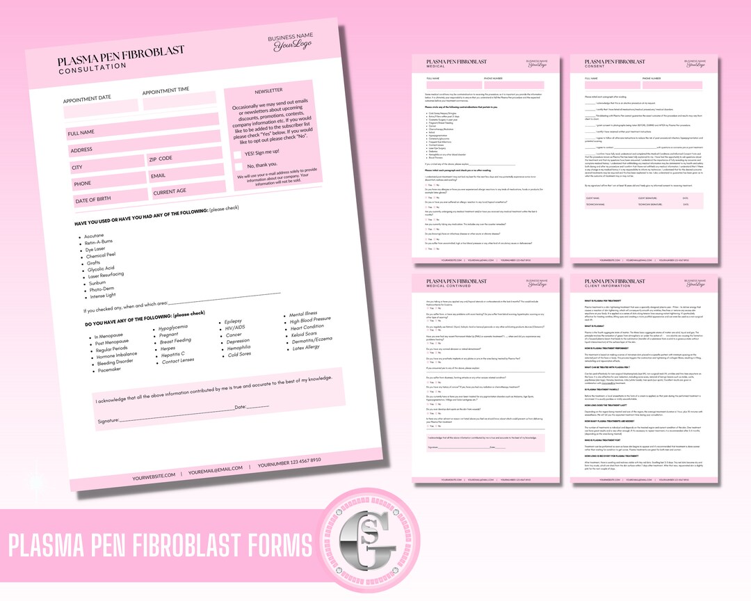 Plasma Pen Consultation Forms, Fibroblast Consent, Aesthetics Business ...