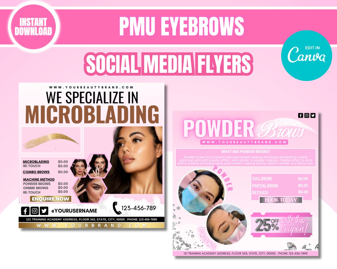 Microblading Brows Flyer Design, Training Flyer, PMU Flyer, Luxury ...