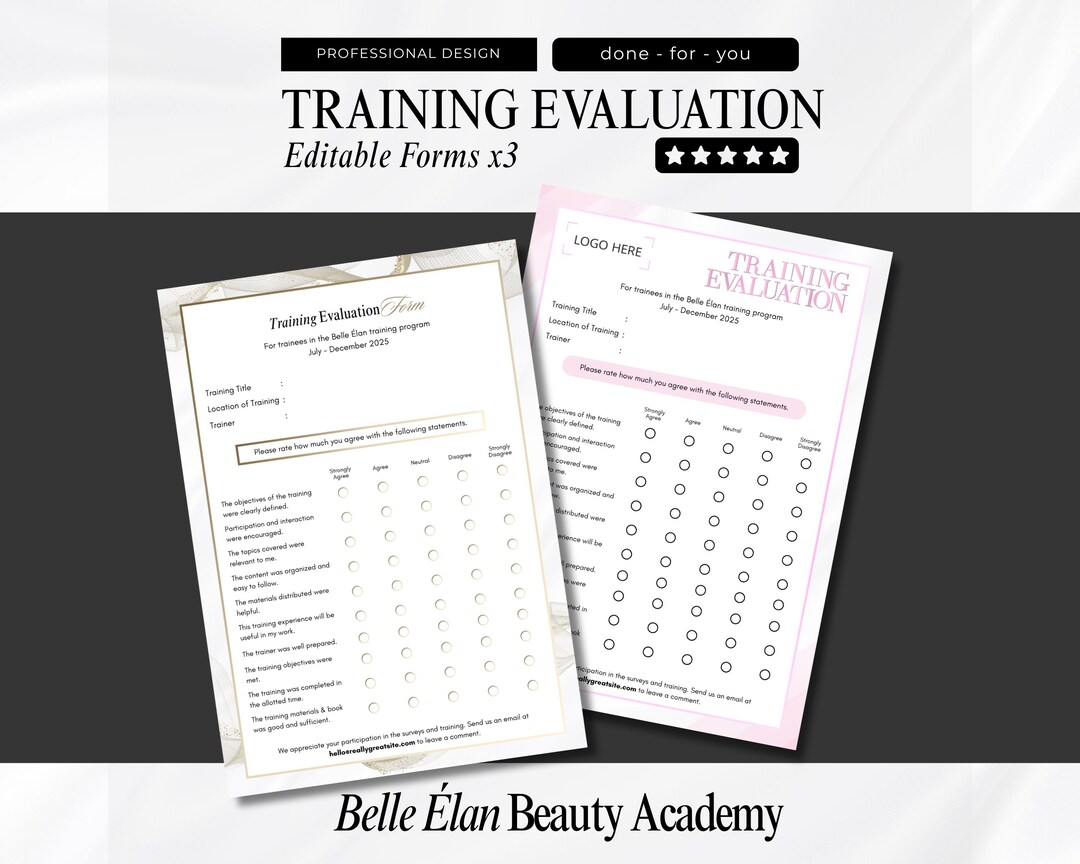 Training Evaluation Forms, Student Training Assessment Sheet, Editable ...