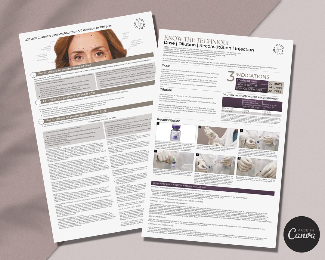 Botox Injection Dosing Forms Allergan Botox Add Your Logo - Etsy