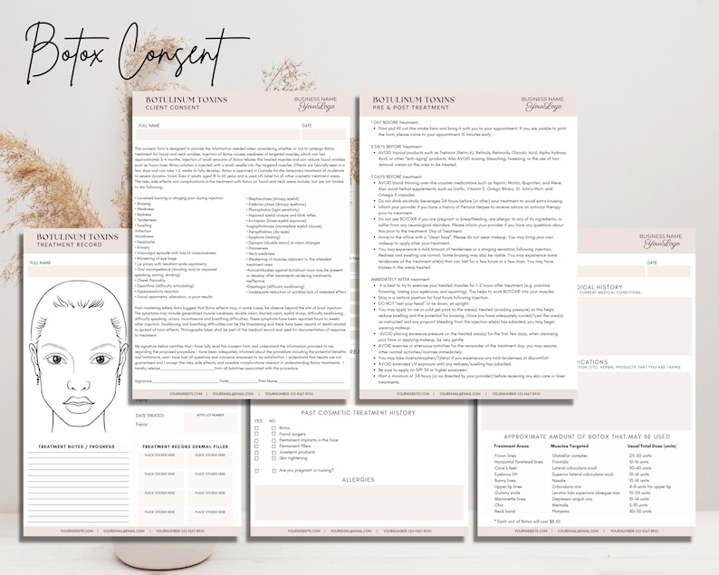 Neurotoxins Botox Client Intake Pack Botox Forms Aesthetics - Etsy