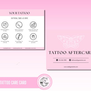 Tattoo Aftercare Cards, Boho Design, Tattoo Care, Tattooing Client ...