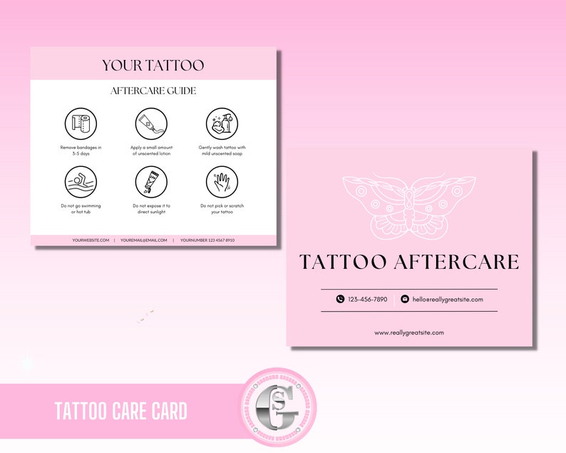 Tattoo Aftercare Cards, Boho Design, Tattoo Care, Tattooing Client ...