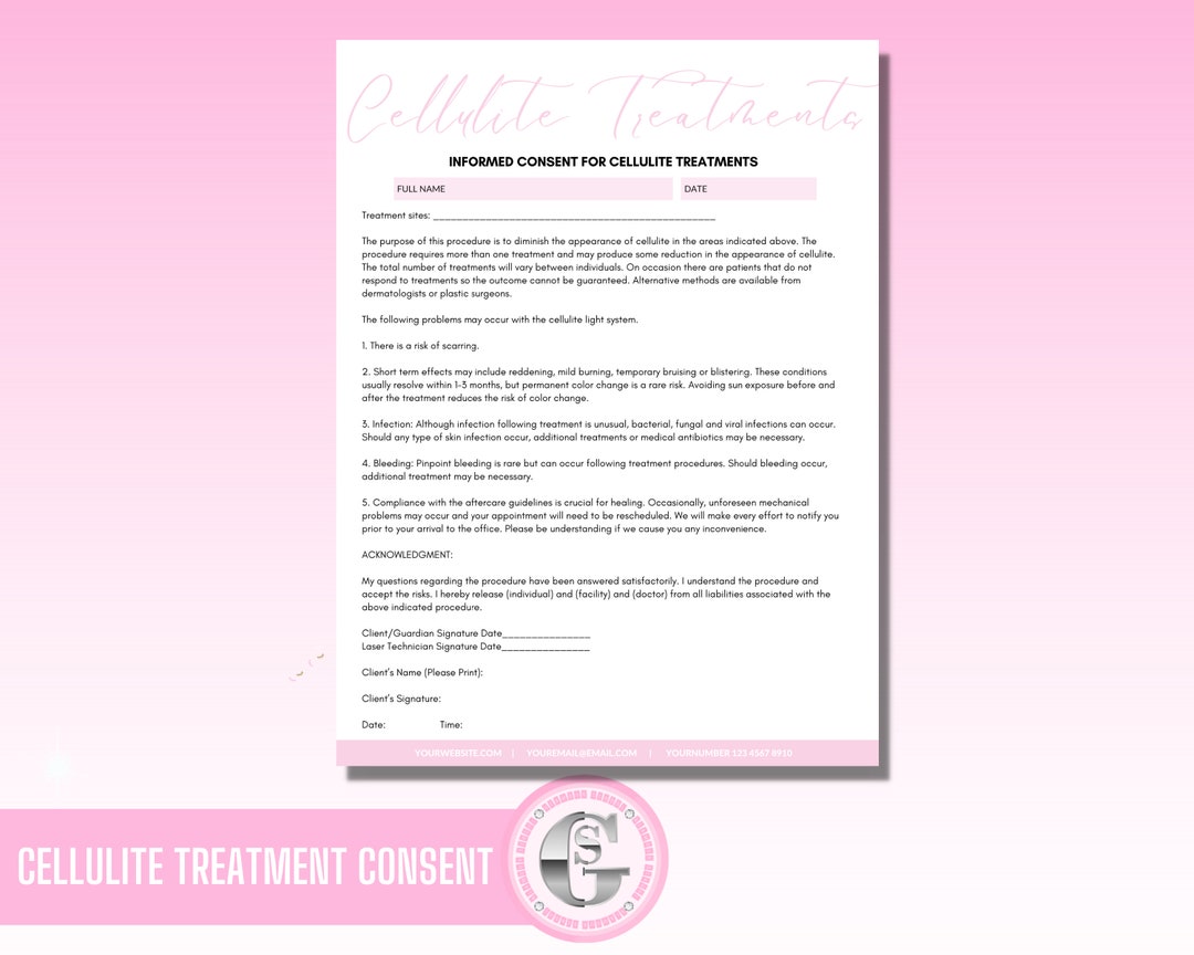 Laser for Cellulite Consent Form, Client Consent, Light Therapy, Body ...