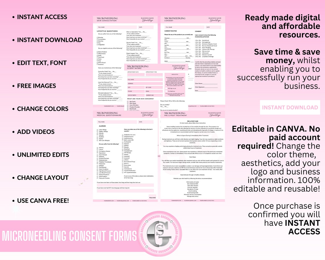 Microneedling Consent, Skin Needling Intake Forms, Facials Business ...