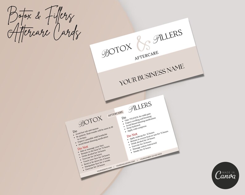 Botox Informed Consent Forms & Aftercare Card, Editable Canva Templates ...