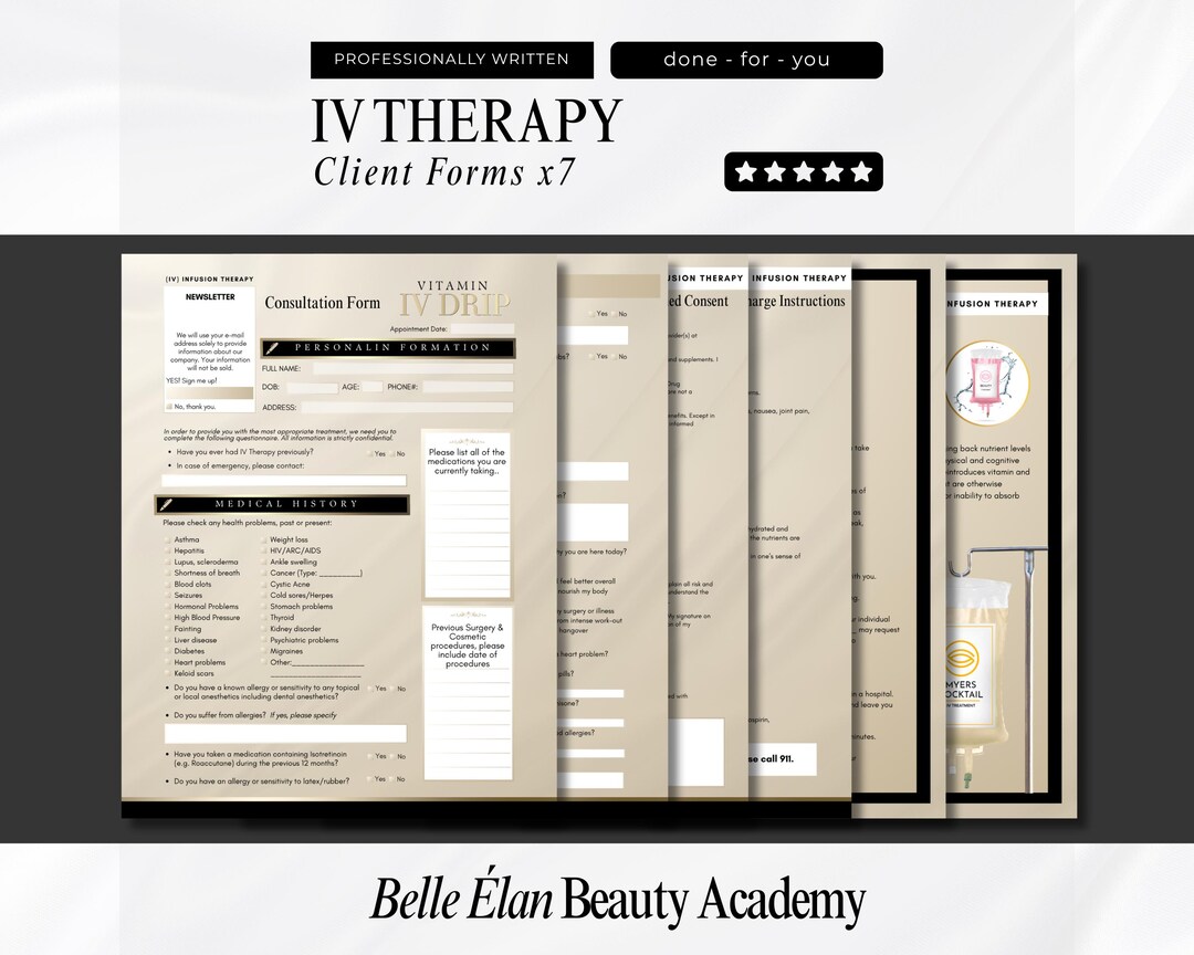IV Vitamin Drip Forms: Nutrient Therapy Consent, Pricelist (editable in ...