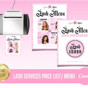 Lashes Menu, Extensions Tech Price List, Lash Tech Services, Y2K Flyer ...