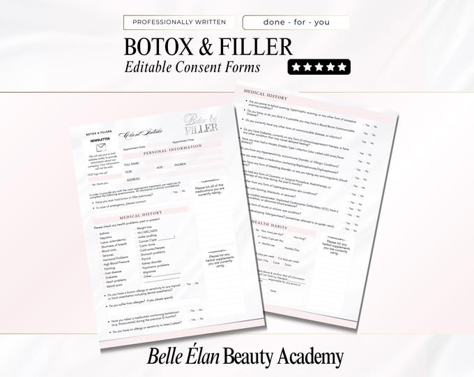 Editable Botox & Fillers Consent Forms: Client Intake Template - Etsy