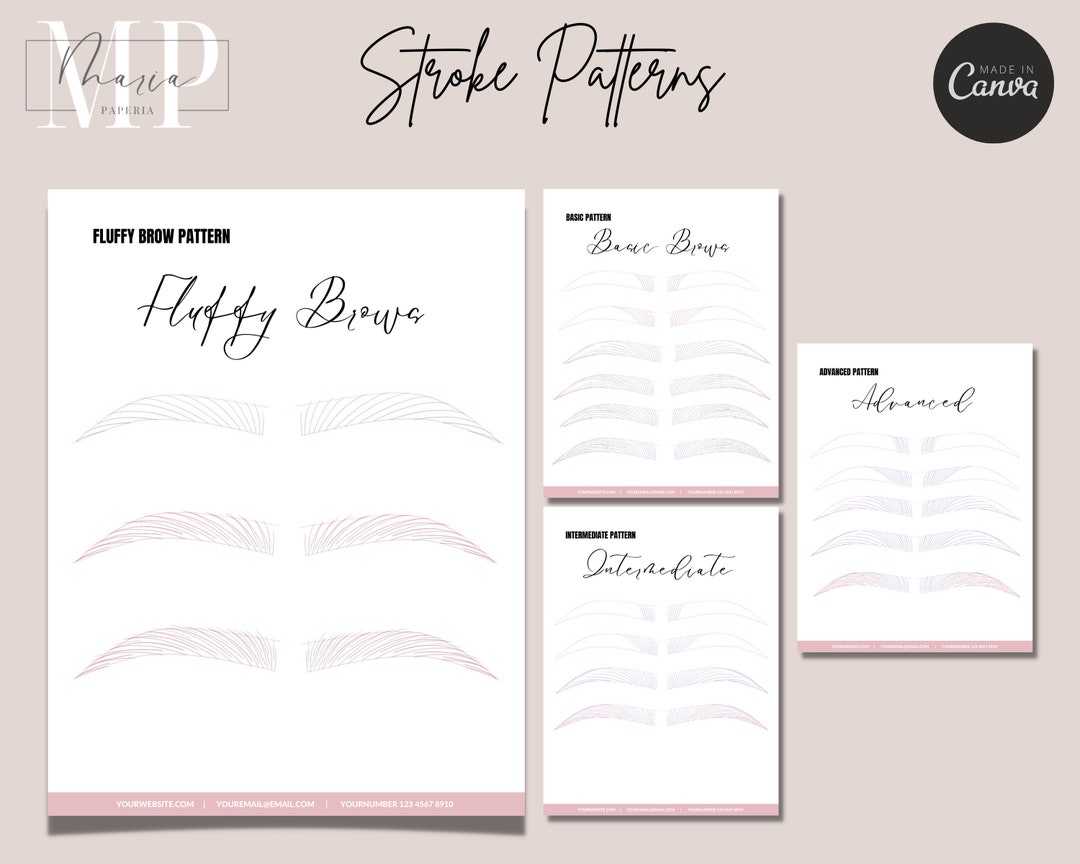 Microblading Hair Strokes Practice Sheets Fluffy Brows - Etsy