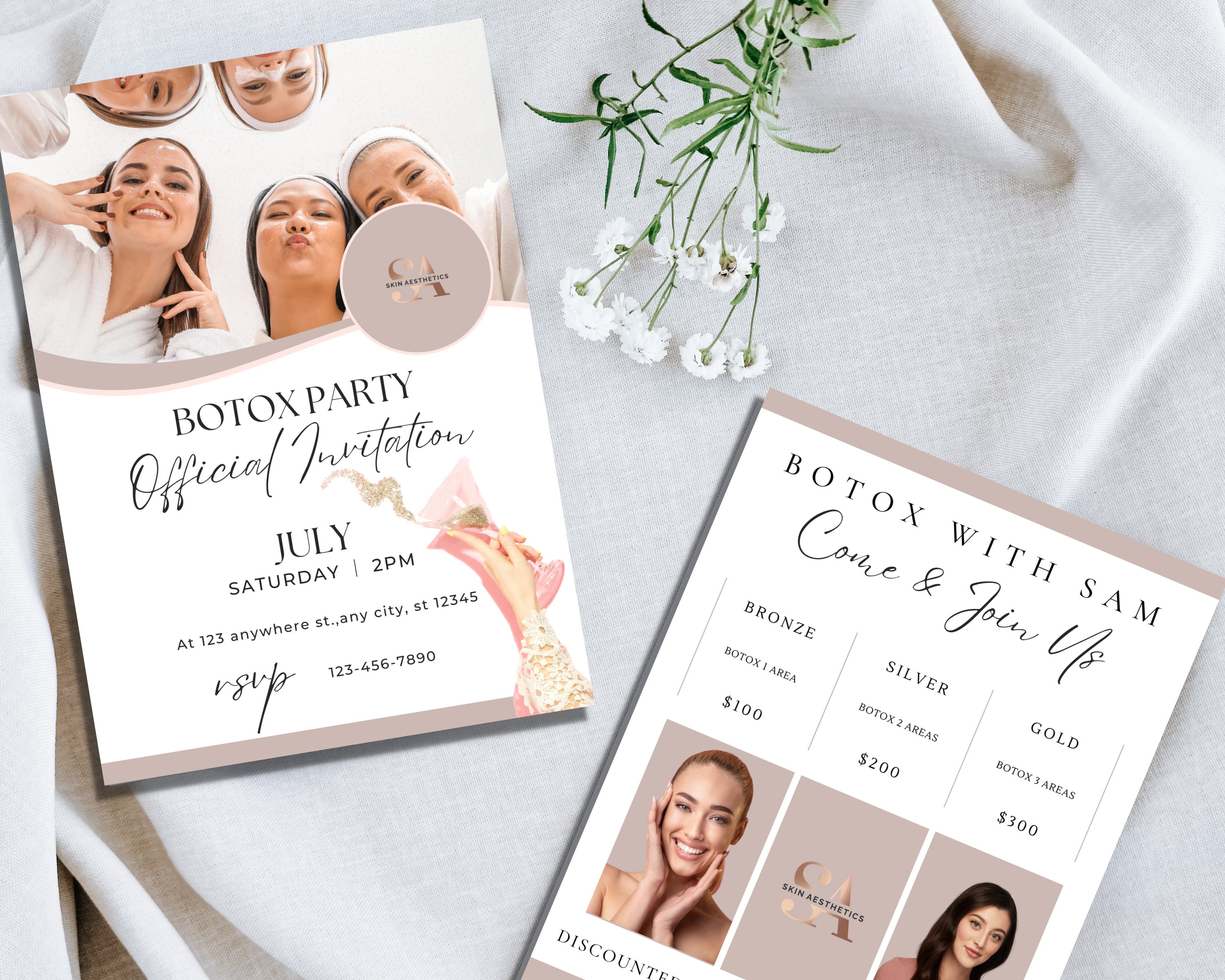 Editable Botox Party Invitation Template: Small Business Branding ...