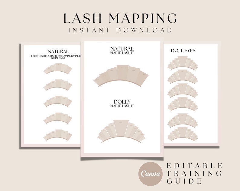 Lash Mapping Student Handbook, Lash Map Training Guide, Lash Maps Workbook, Student, Tutor, Lash ...