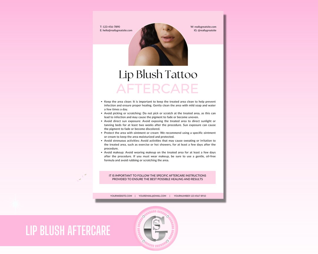 Lip Blush Aftercare, Lip Blushing Client Care, Small Business Beauty ...