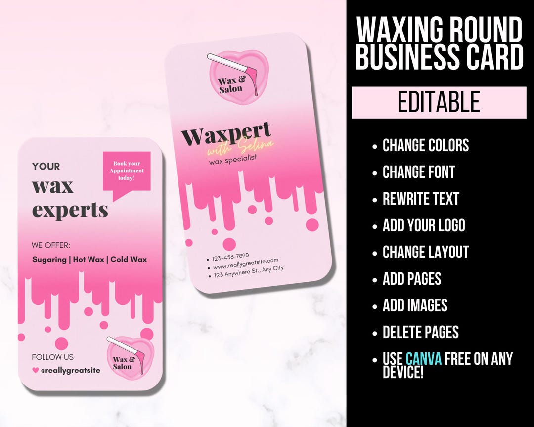 Waxing Business Cards, Beauty Business Cards, Esthetican, Beautician ...