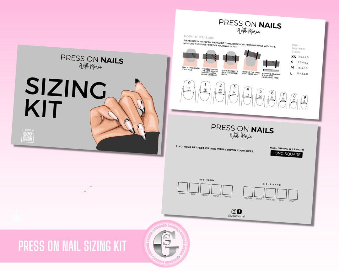 Press on Nails Card, Sizing Kit, Press on Nails Chart Card, Press on ...