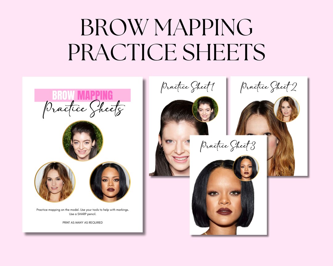 Brow Practice Sheets, Brow Mapping, Microblading Practice, Microblading ...