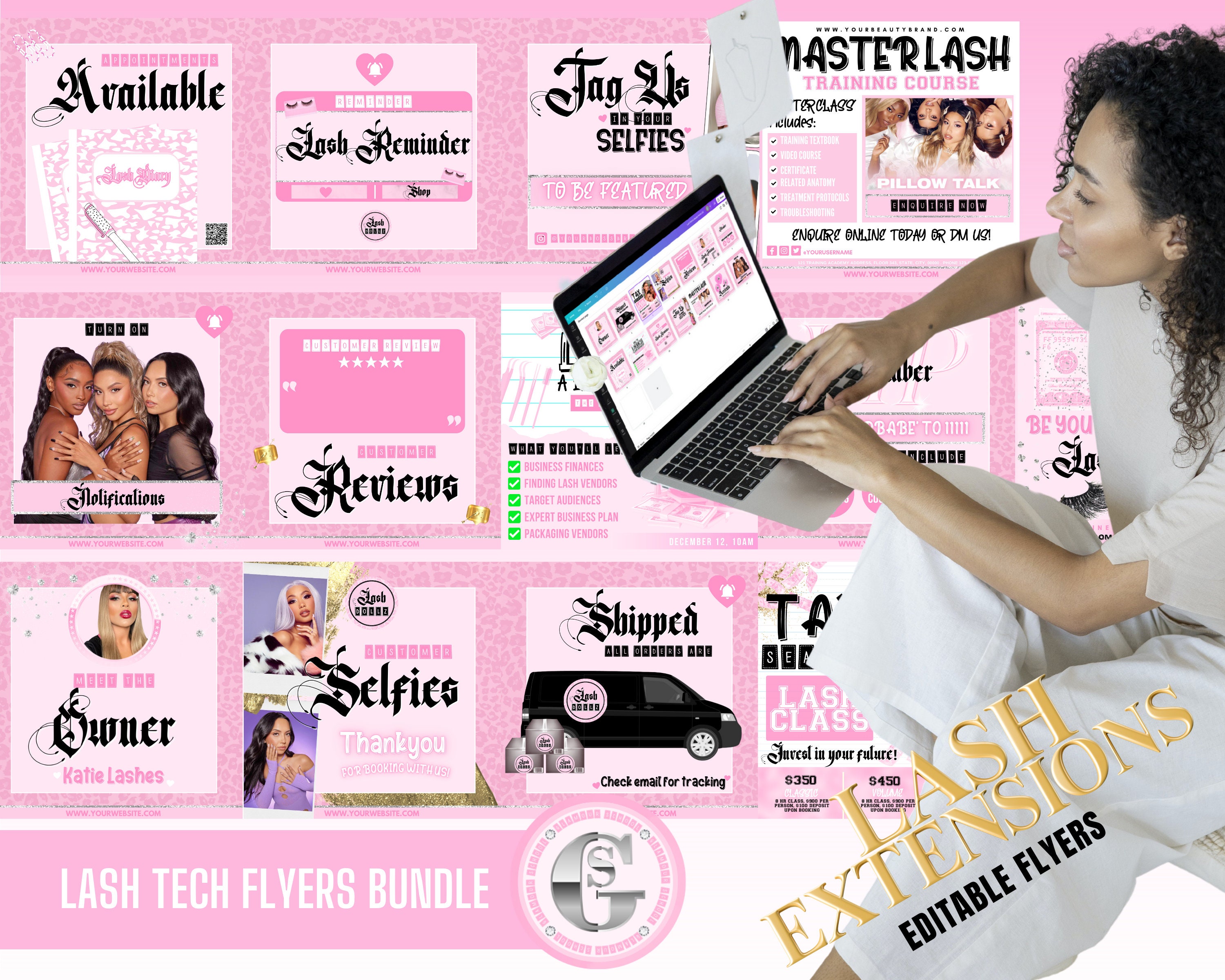 Lash Tech Branding Kit, Lash Logo Set, Lash Business, DIY, Lash ...