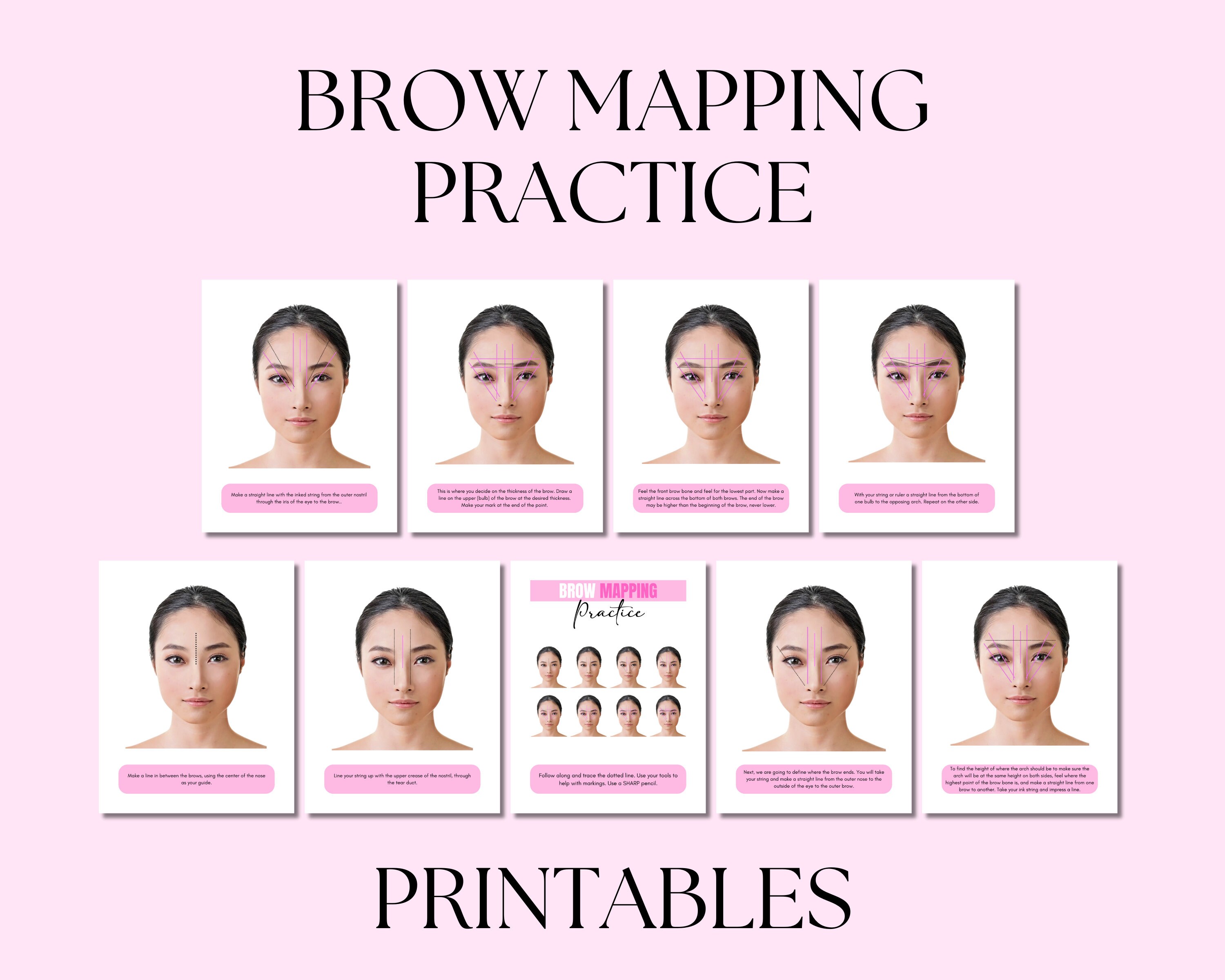 Brow Mapping Practice, Brow Mapping Tutorial, Brow Mapping Lesson, Step by Step, Workbook ...