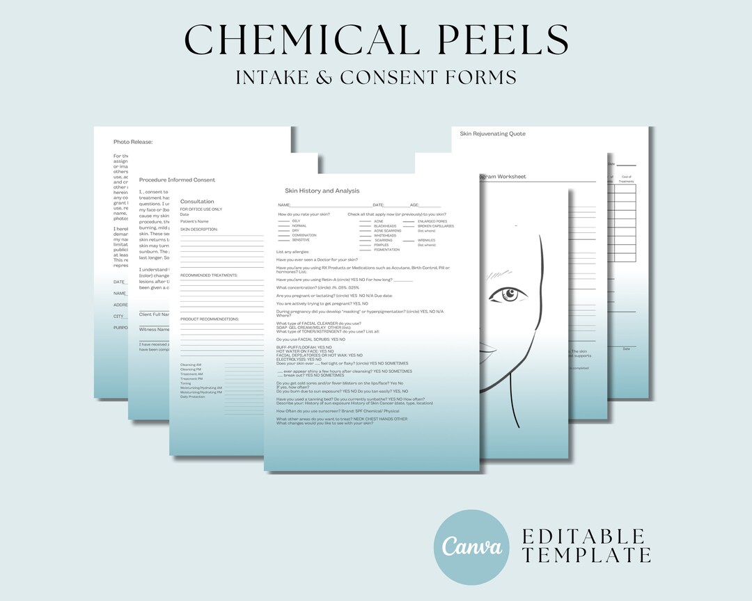 Chemical Peels Consent Forms, Chemical Peels Client Record, Skin Peels ...