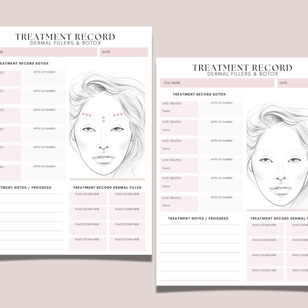 Botox Treatment Form - Etsy