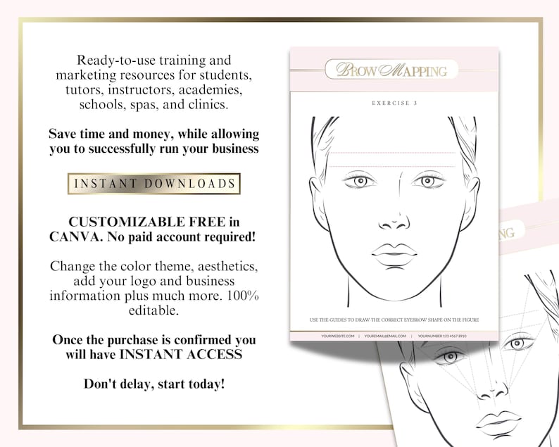 Brow Mapping Exercise Sheets: Printable Practice Templates (PDF ...